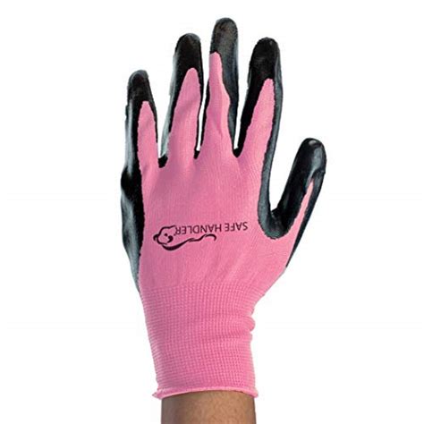 Safe Handler Nitrile Pinkblack Osfm Firm Grip Work Gloves Pack Of 12