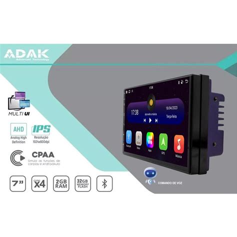 Central Multimídia Universal Tela Ips De 7 Polegadas Ahd Comando De Voz 2gb Carplay E Android