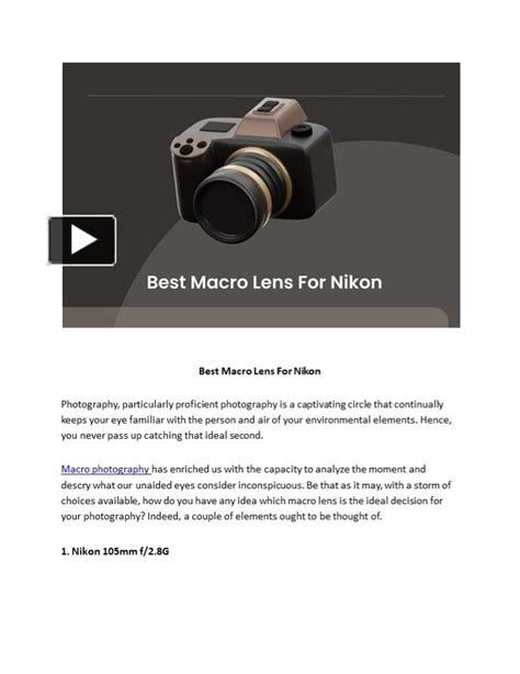 Ppt Best Macro Lens For Nikon Powerpoint Presentation Free To