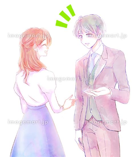 和やかな雰囲気の男性従業員と女性客のイラスト素材 242595396 イメージマート
