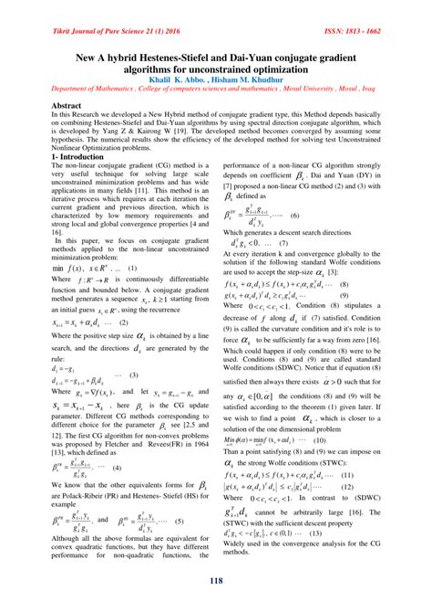 Pdf New A Hybrid Hestenes Stiefel And Dai Yuan Conjugate Gradient Algorithms For Unconstrained