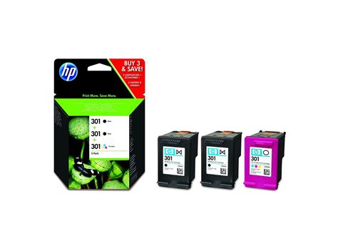 HP 301 Schwarz (2)/3er-Pack Cyan/Magenta/Gelb(1) Original ...
