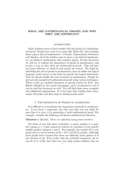 What Are Mathematical Proofs And Why Are They Important Math 3230 Docsity