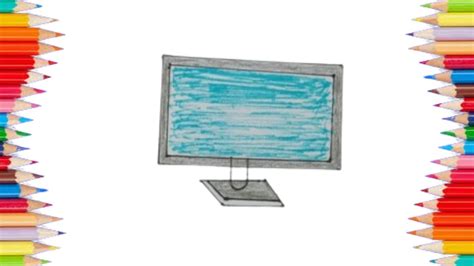 How To Draw Computer Monitor Step By Step Computer Parts Drawing Easy YouTube