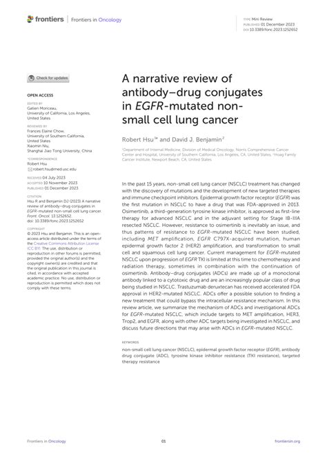 Pdf A Narrative Review Of Antibodydrug Conjugates In Egfr Mutated