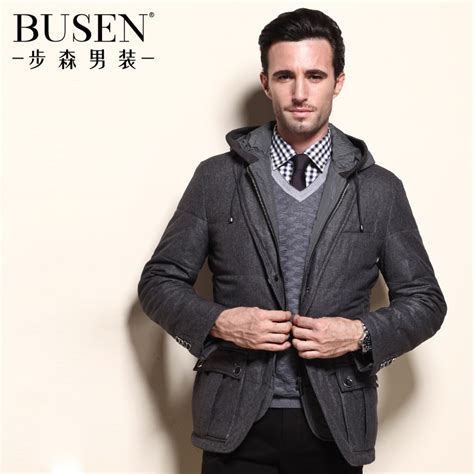 Busen步森男装冬季男装新品棉服 休闲保暖棉衣外套 假两件厚棉衣月桦时尚流行女装