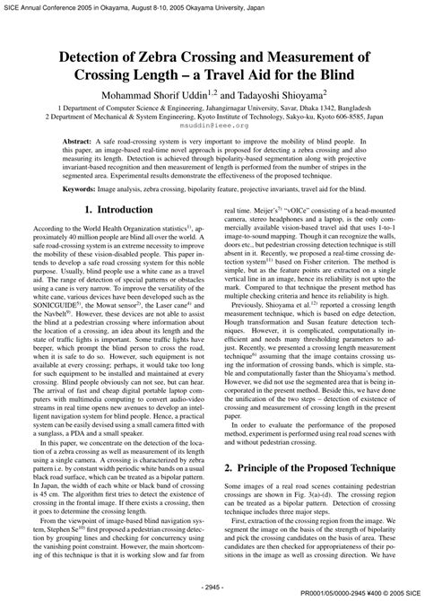 Pdf Detection Of Zebra Crossing And Measurement Of Crossing Length A Travel Aid For The Blind