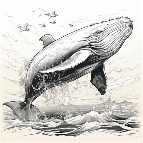 Premium Ai Image There Is A Drawing Of A Whale Jumping Out Of The Water Generative Ai