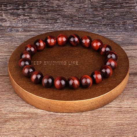 번개 레드 타이거 아이 팔찌 남자 681012mm 자연 에너지 스톤 양쪽 둥근 구슬 팔찌 여성을위한 보석 Pulsera끈 팔찌 Aliexpress