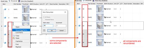 Cannot Renumber Only The Selected Components In Bom Of An Inventor Assembly
