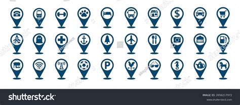 Travel Destination Pin Icon Set Map Stock Vector Royalty Free Shutterstock