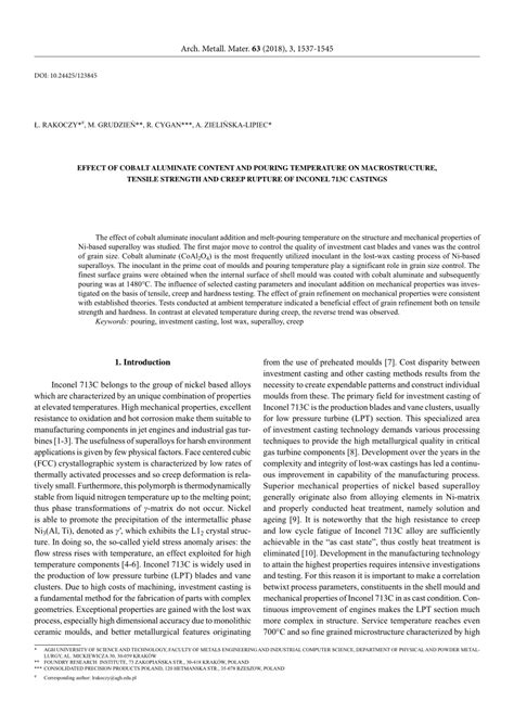 Pdf Effect Of Cobalt Aluminate Content And Pouring Temperature On