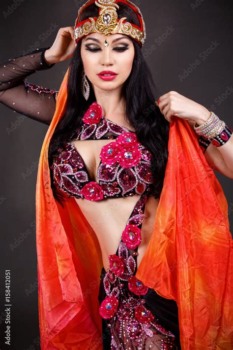 Beautiful Arabian Bellydancer Woman In Belly Dance Costume Asian