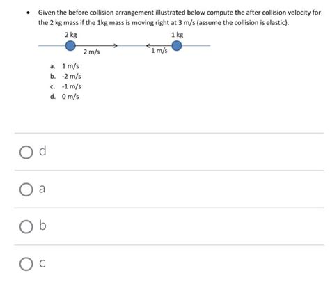 Solved Given The Before Collision Arrangement Illustrated Chegg