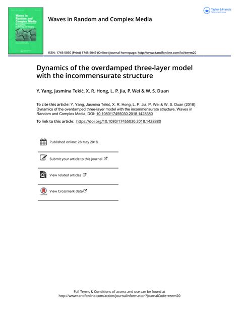 Pdf Dynamics Of The Overdamped Three Layer Model With The
