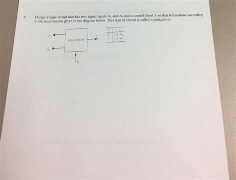 solved design a logic circuit that has two signal inputs a 1