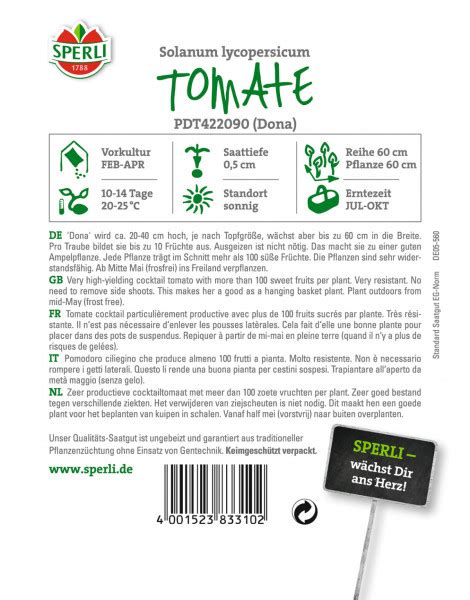 Sperli Cherry Tomate Dona F1 Kompakt ertragreich für Balkon