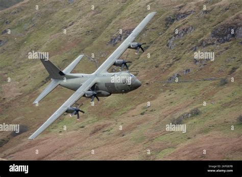 Machynlleth Wales Uk Raf Hercules Flying Through The Mach Loop At Low