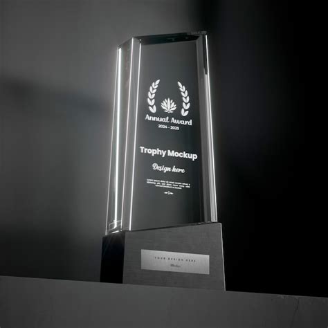 Premium Psd Glass Trophy Mockup Design