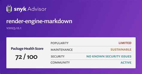 Render Engine Markdown Python Package Health Analysis Snyk