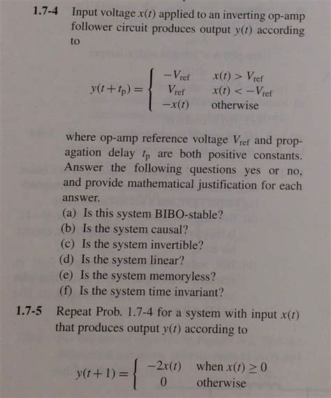 solved 1 7 4 input voltage x t applied to an inverting