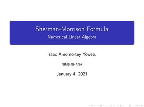 Sherman Morrison Formula Proof Pdf