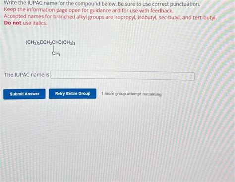 Solved Write The IUPAC Name For The Compound Below Be Sure Chegg