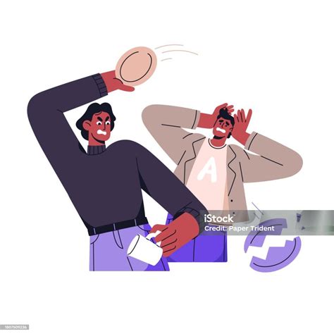 미친 남자는 분노에 휩싸여 접시를 깨뜨린다 접시를 든 분노한 남자 짜증을 무서워하는 사람 갈등 속에서 공격적인 감정을 가진