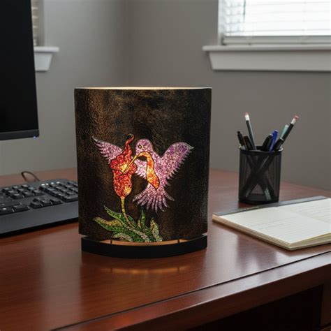 Hummingbird Tulip Resin Gemstone Table Lamp Unique Design
