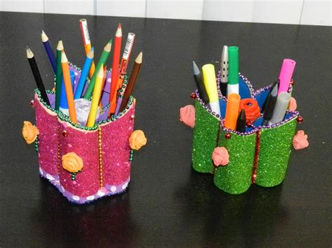 Creative Diy Crafts Flower Shaped Pen Stand Holder With Tissue Paper