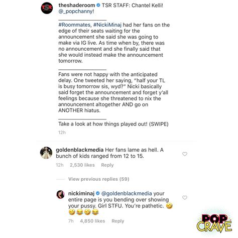 Pop Crave On Twitter Nicki Minaj Claps Back At Hater Who Said Her