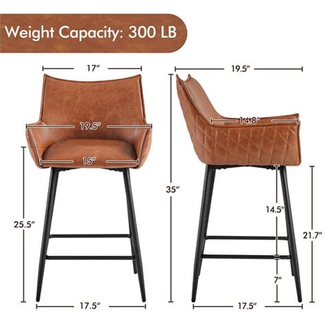 Yaheetech Pu Leather Counter Stools Bar Chair Metal Bar Stool