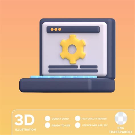 Premium Psd Psd Laptop Setting 3d Illustration