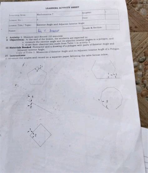 LEARNING ACTIVITY SHEET I Aetivity Measure StudyX