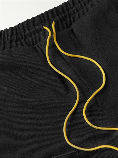Rhude Logo Embroidered Cotton Twill Drawstring Shorts Black Rhude