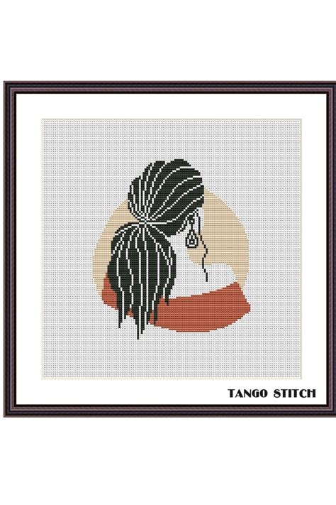 Beautiful Woman Scandinavian Style Cross Stitch Pattern