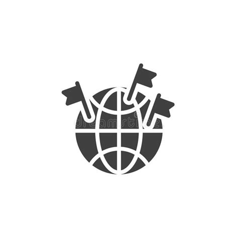 Globe With Flags Vector Icon Stock Vector Illustration Of Flags Sign