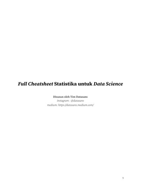 Cheatsheet Statistika Untuk Data Science Pdf