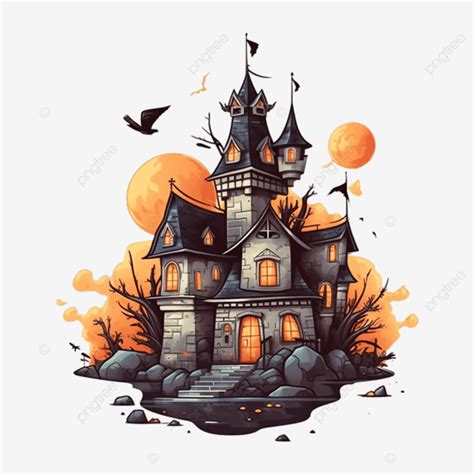 Halloween Spooky Castle Illustration Halloween Castle Cartoon