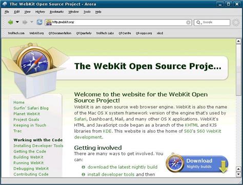 Arora przeglądarka oparta o Qt WebKit