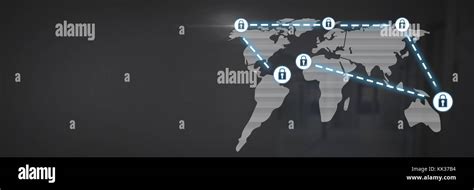Digital Composite Of Security Lock Icons Connecting On Map Stock Photo Alamy