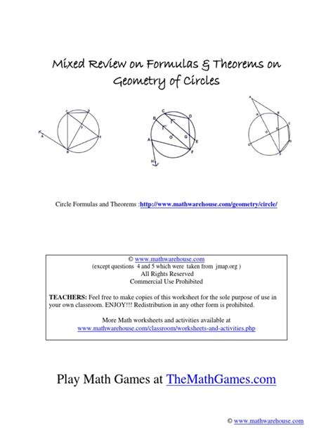 All Geometry Theorems Circles Angle Elementary Geometry