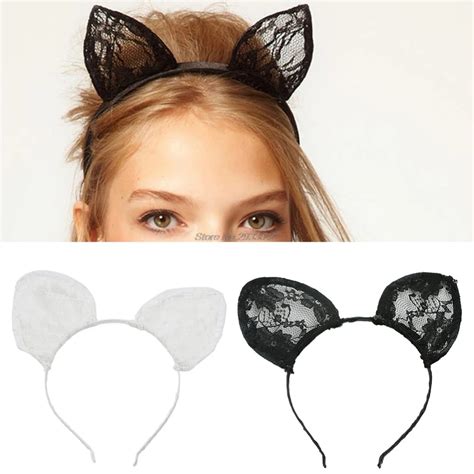 Lovely Sexy Lace Cat Ears Hairband Cosplay Fancy Dress Costume Headband Party Hair Accessory