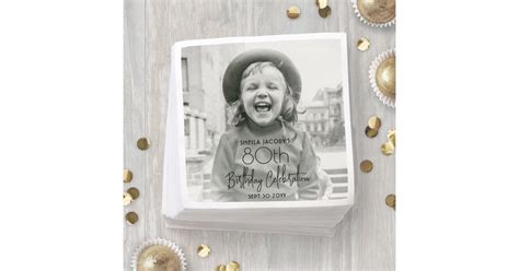 Any Birthday Chic Stylish Typography Photo Party Napkins Zazzle