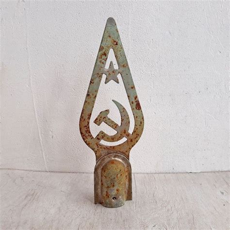 Old Metal Finial Flagpole Soviet Flag Pole Tip Symbols Communist