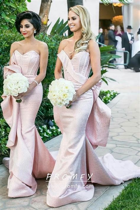Asymmetrical Ruffled Baby Pink Bridesmaid Dresses Promfy