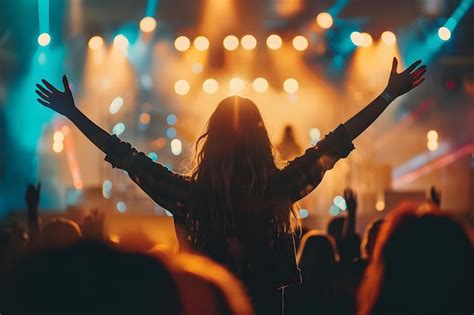 Premium Photo Exciting Concert Experience Energetic Fans Dancing And Cheering In Dazzling