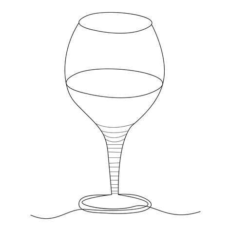 Premium Vector Continuous Single Line Art Drawing Of Wine Glass And Beverage Element Outline