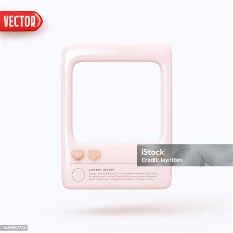 소셜 미디어 클린 빈 게시물 템플릿 소셜 네트워크의 핑크 프레임 경계 사실적인 3d 디자인 장식 요소 광고 배너 및 포스터 벡터 일러스트 레이 션 0명에 대한 스톡 벡터