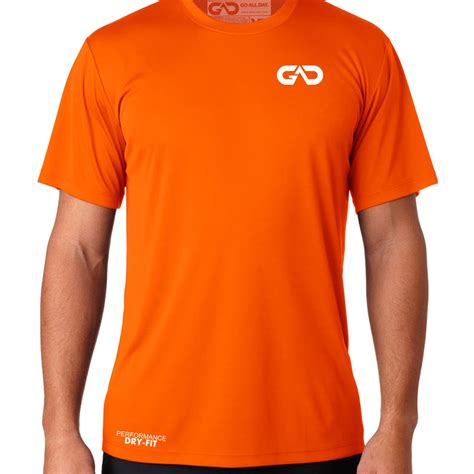 Dry Fit Mens Tee Neon Orange Performance Go All Day® Athletic Apparel
